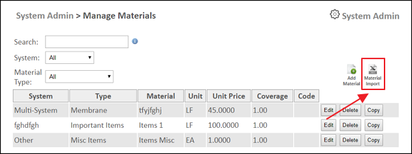 Importing a Material List in Estimate – FCS Support Center
