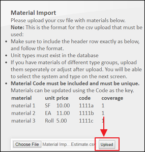 Importing a Material List in Estimate – FCS Support Center