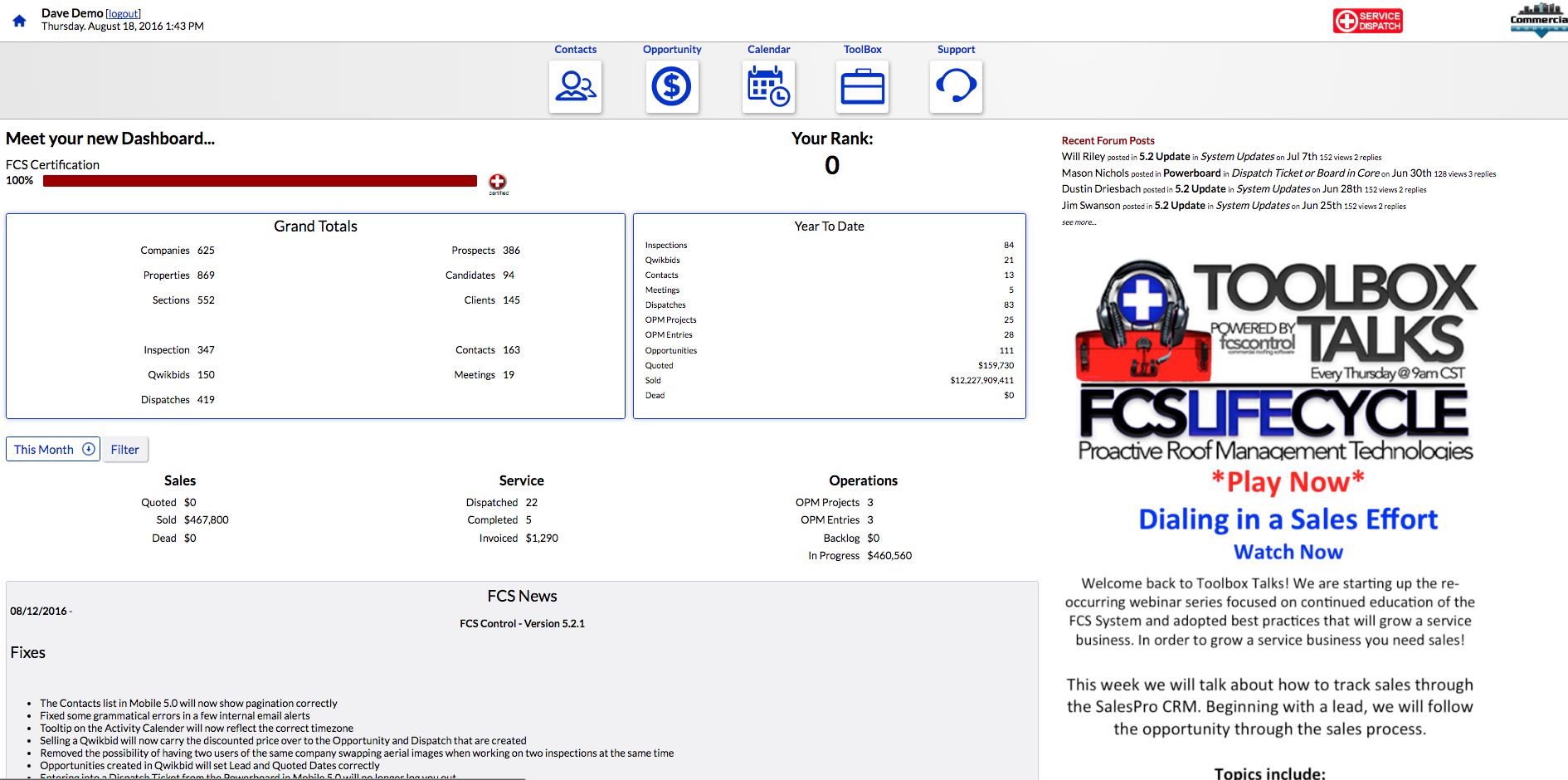 CRM Basics: Overview/Navigation – FCS Support Center